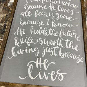 Because He Lives Wood Sign With Old Hymn, Christian Gift, He Has Risen ...