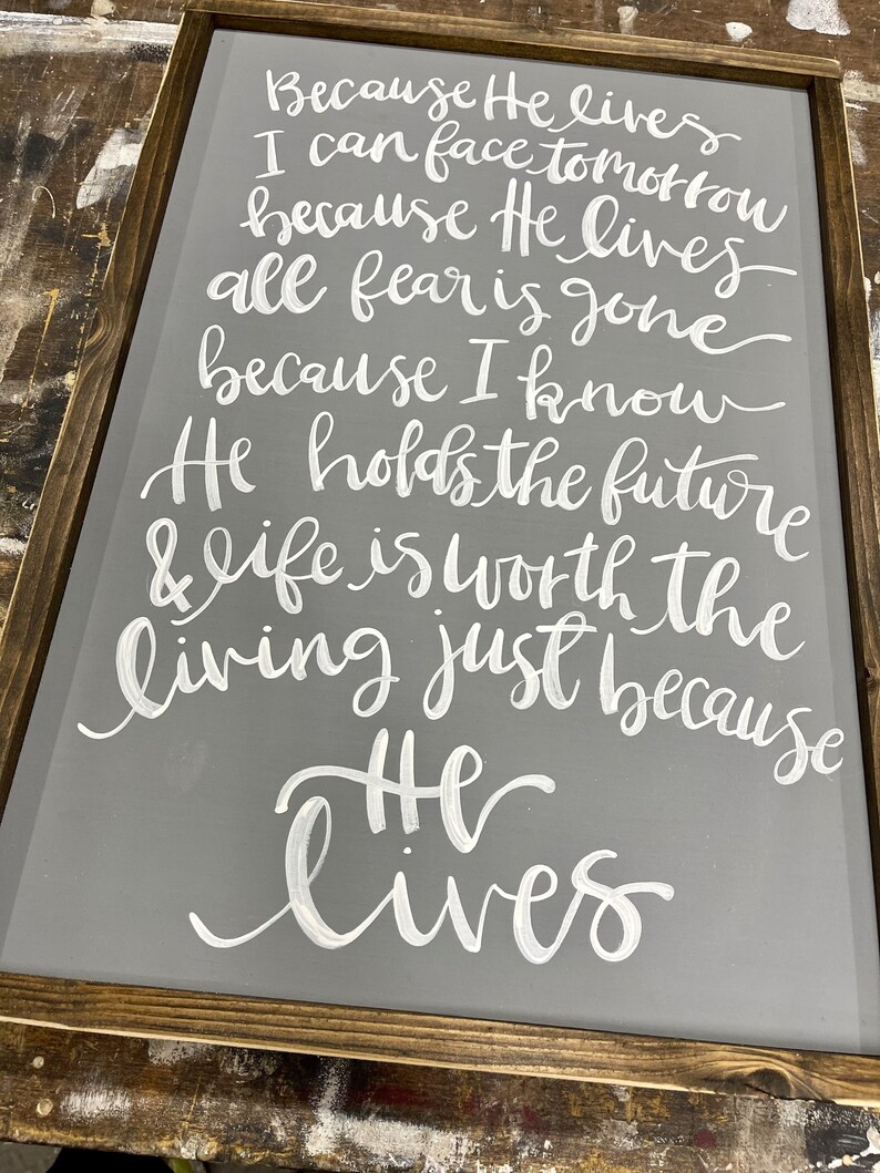 Because He Lives Wood Sign With Old Hymn Christian Gift - Etsy