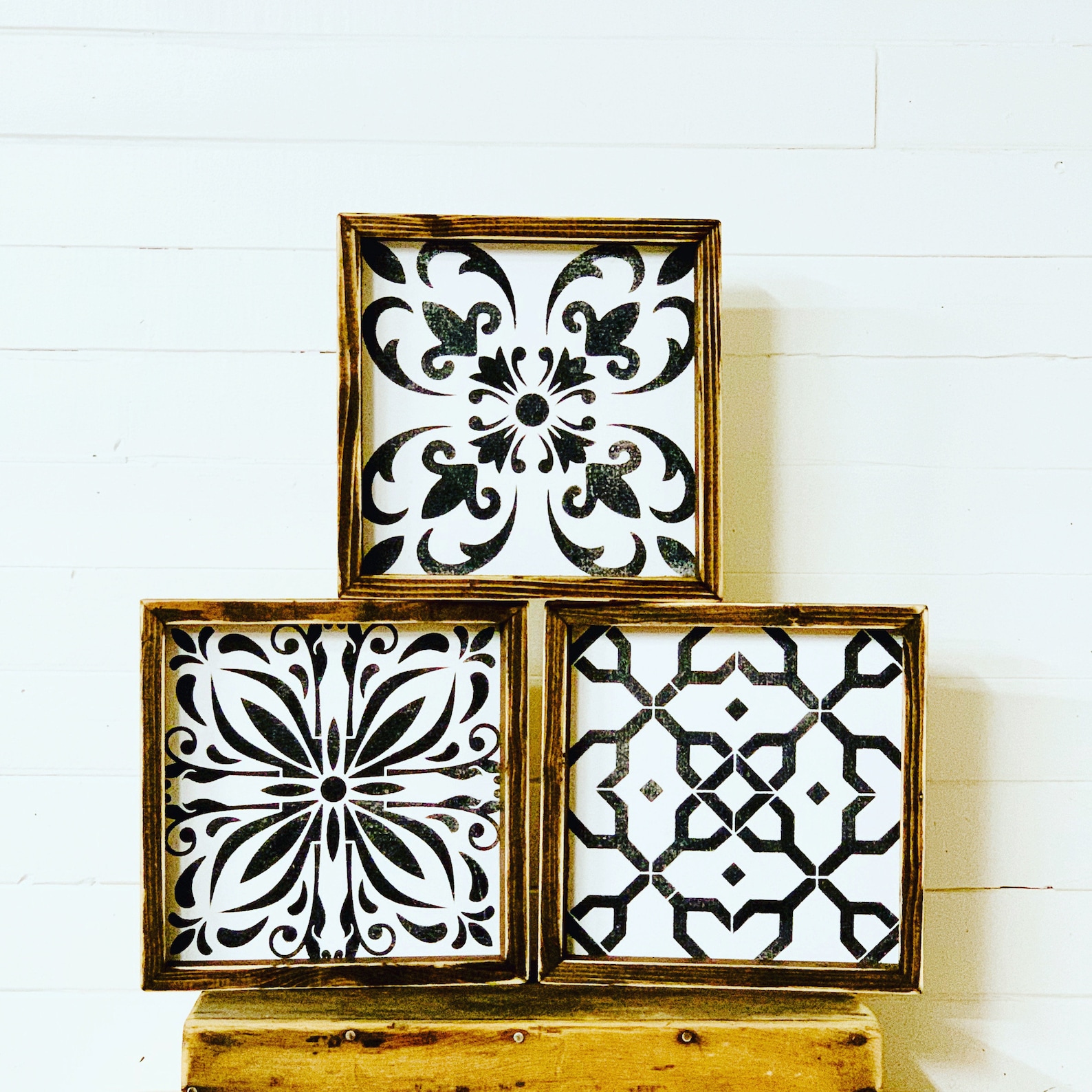 Tile Pattern Wood Sign Hand Painted Decorative Sign - Etsy