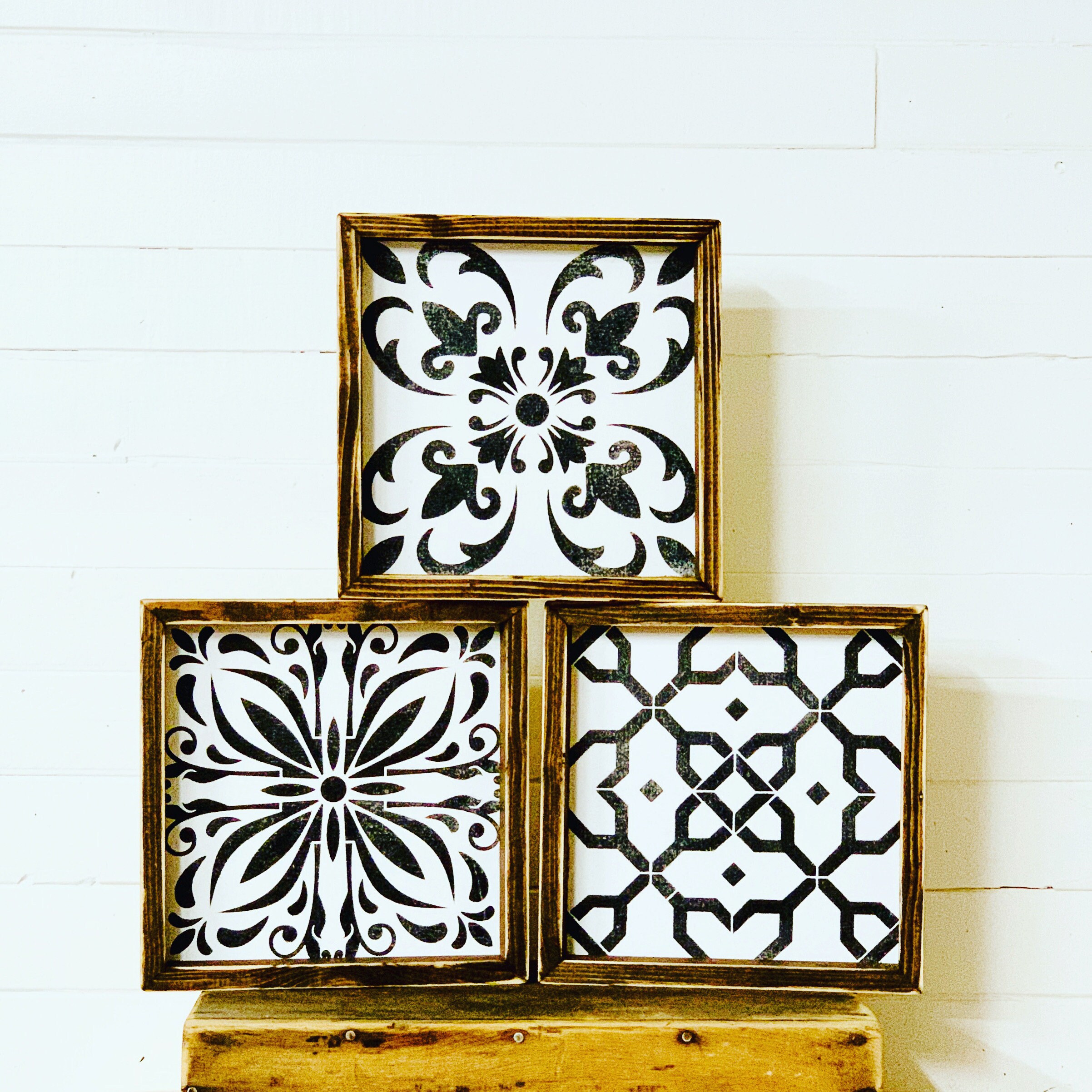 Tile Pattern Wood Sign Hand Painted Decorative Sign - Etsy