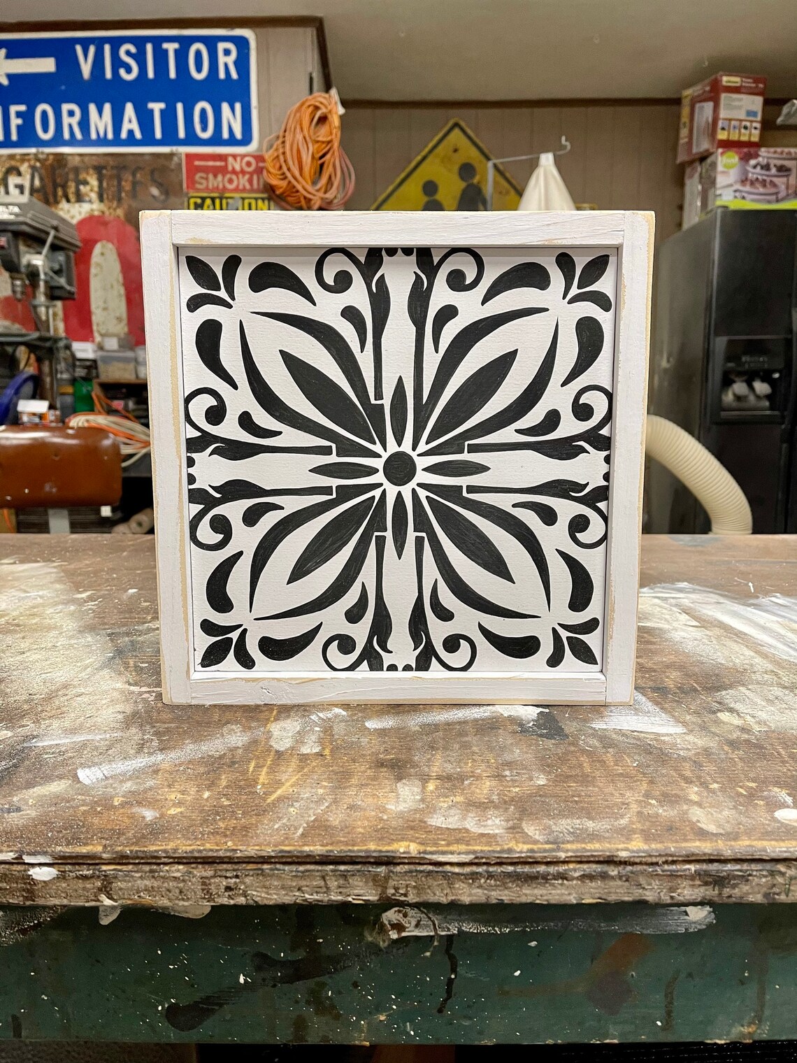 Tile Pattern, Decorative Sign, Farmhouse Sign, Wood Sign, Spanish Tile ...