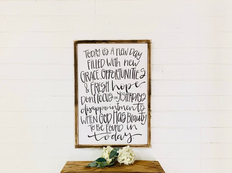 Today is A New Day Wood Sign Inspirational Wall Art | Etsy