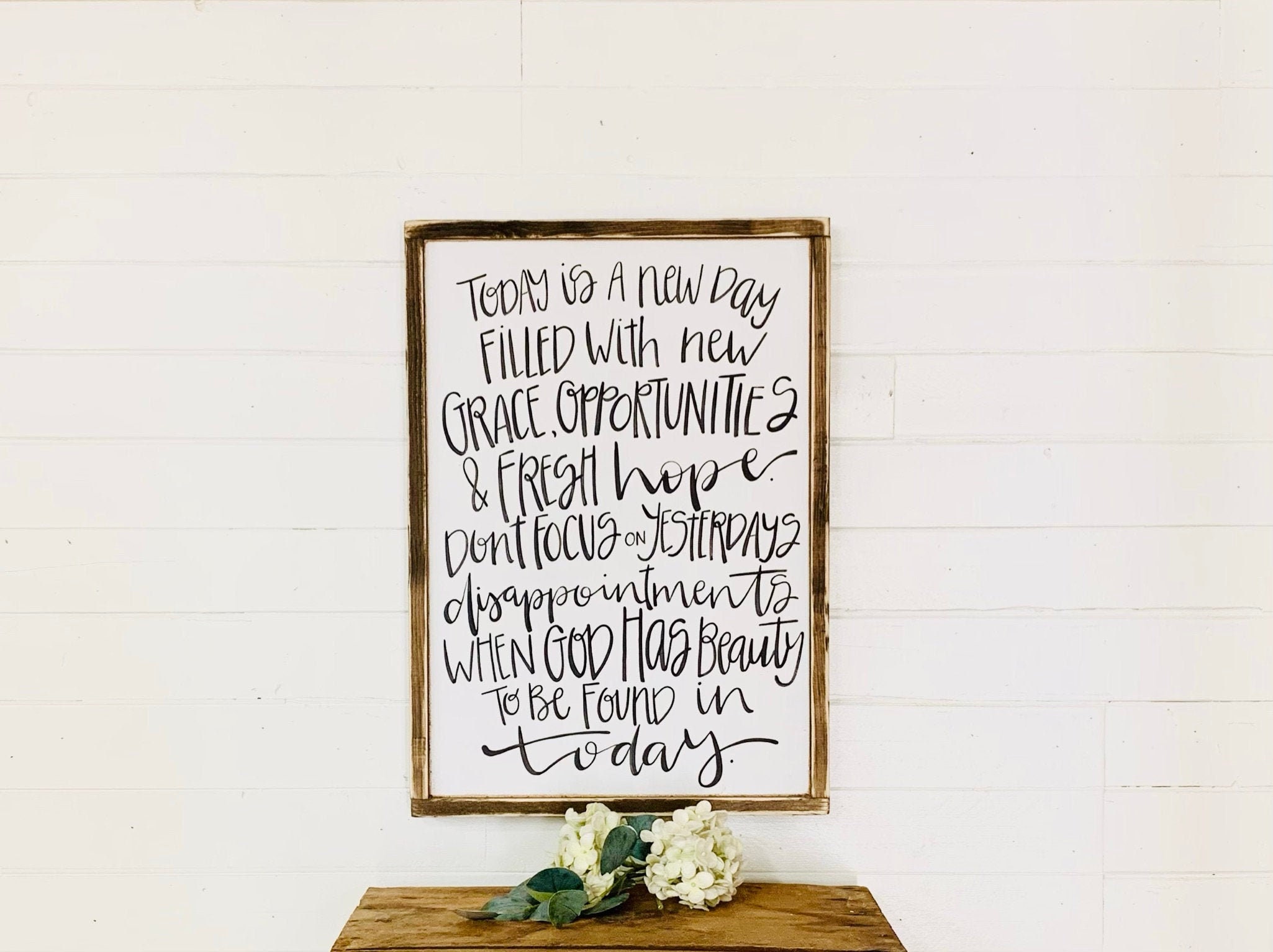 Today is A New Day Wood Sign Inspirational Wall Art | Etsy