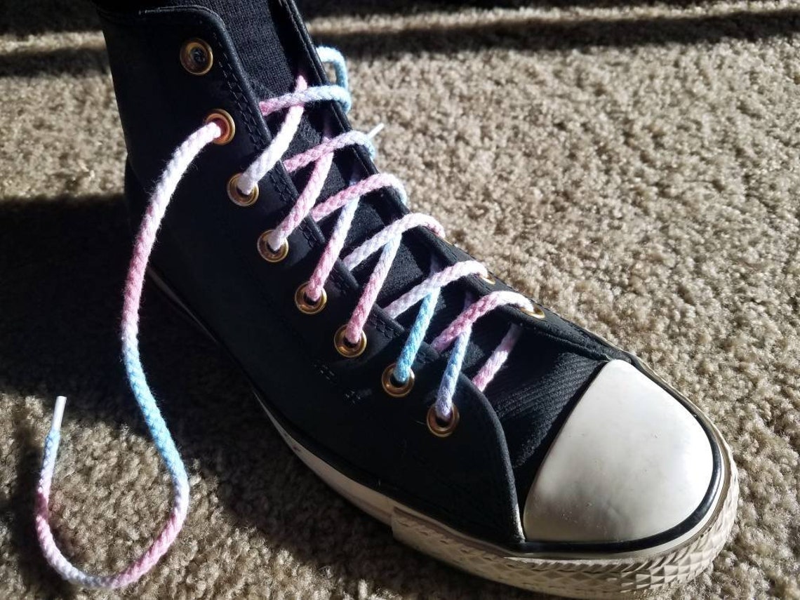 Trans Pride Flag Tie Dye Cotton Shoelaces Choice of Length - Etsy