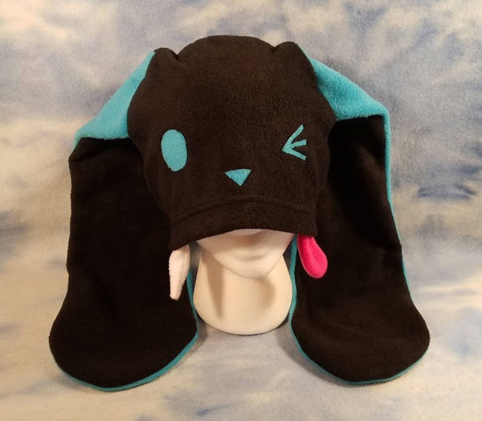 Blue Derpy Bunny Hat Cute Silly Fleece Rabbit Ears Tongue - Etsy