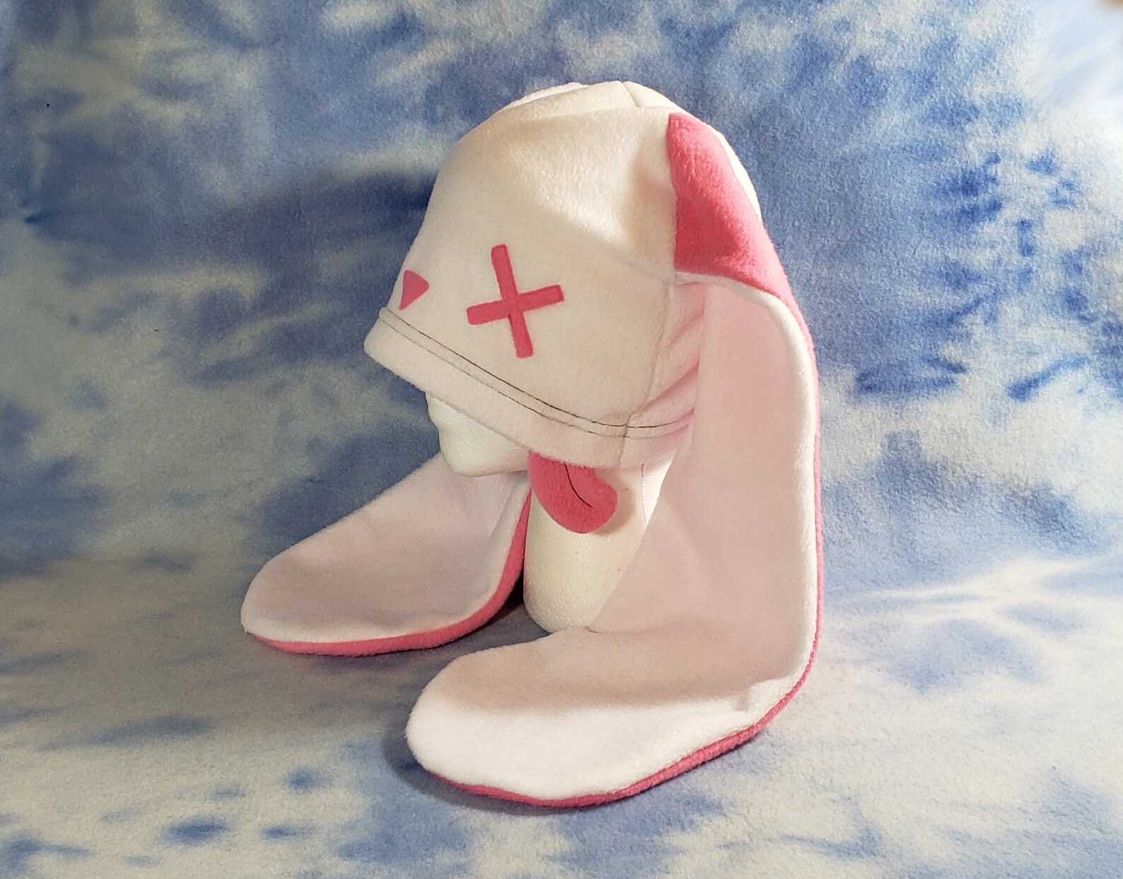 White Floppy Zombie Bunny Hat Rabbit X Dead Tongue Ears Beanie - Etsy UK