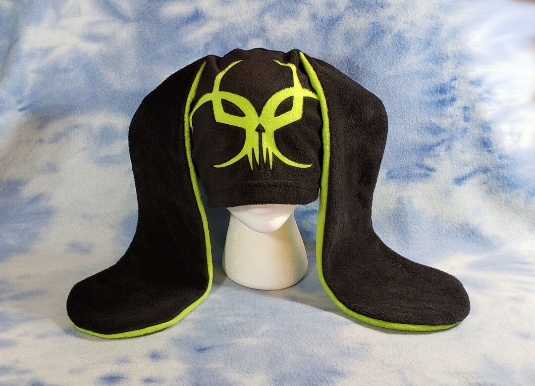 Green Biohazard Skull Face Bunny Hat Radioactive Toxic Rabbit Ears - Etsy