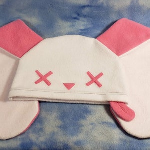 White Floppy Zombie Bunny Hat Rabbit X Dead Tongue Ears Beanie - Etsy