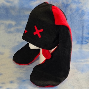 Red Zombie Bunny Hat Rabbit X Dead Tongue Ears Beanie - Etsy