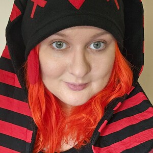 Striped Red Zombie Bunny Hat Rabbit X Dead Tongue Ears Beanie - Etsy