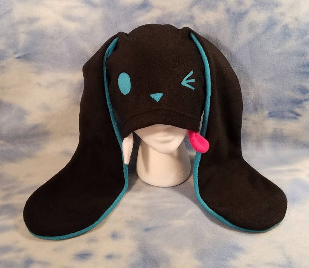 Blue Derpy Bunny Hat Cute Silly Fleece Rabbit Ears Tongue - Etsy