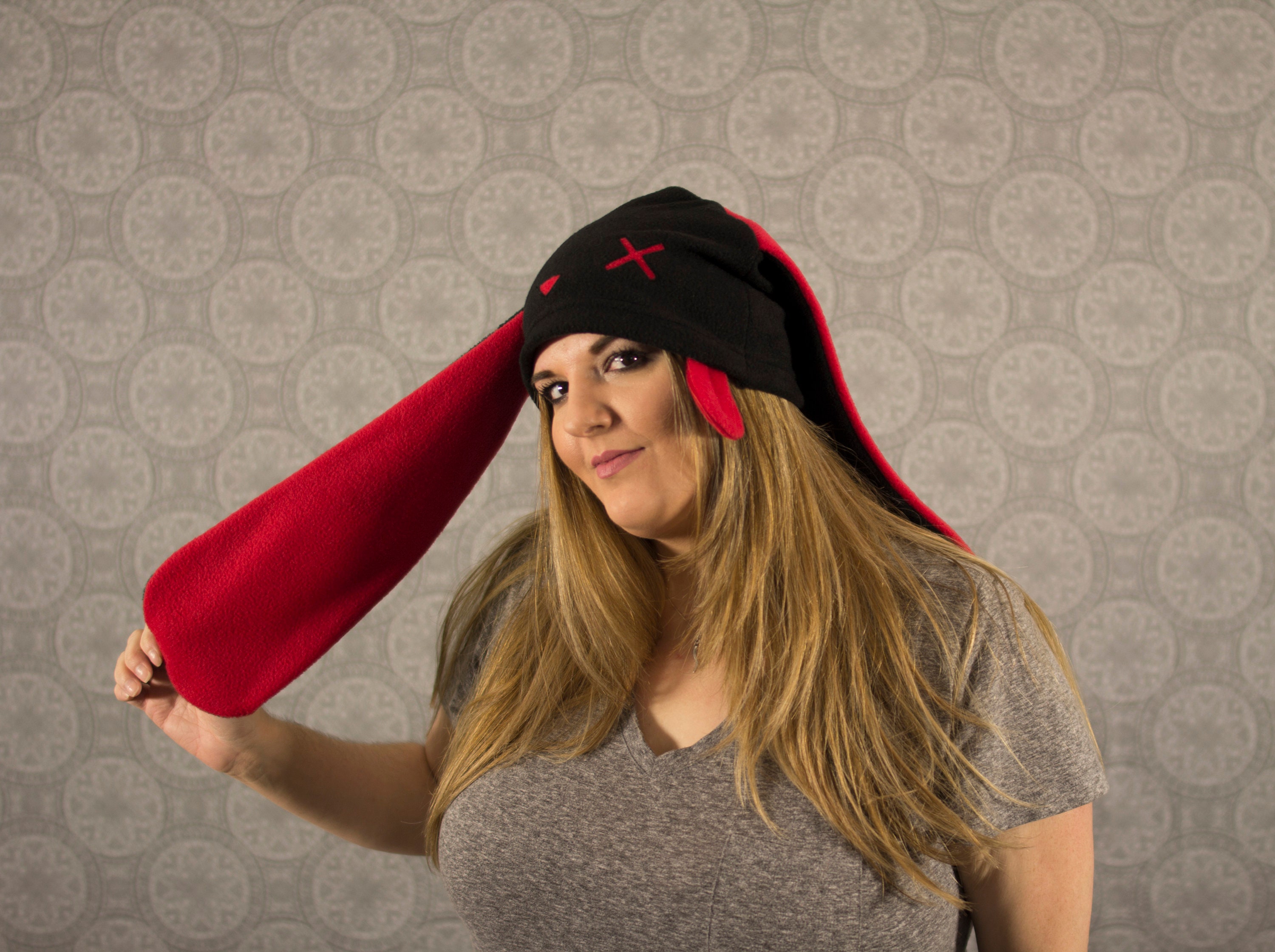 Red Zombie Bunny Hat Rabbit X Dead Tongue Ears Beanie - Etsy