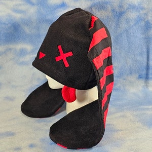 Striped Red Zombie Bunny Hat Rabbit X Dead Tongue Ears Beanie - Etsy
