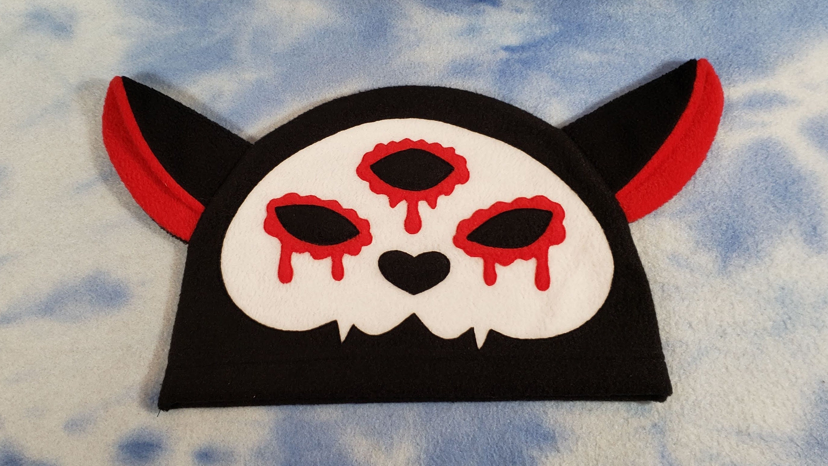 Bloody Skull Kitty Hat Day of the Dead Third Eye - Etsy