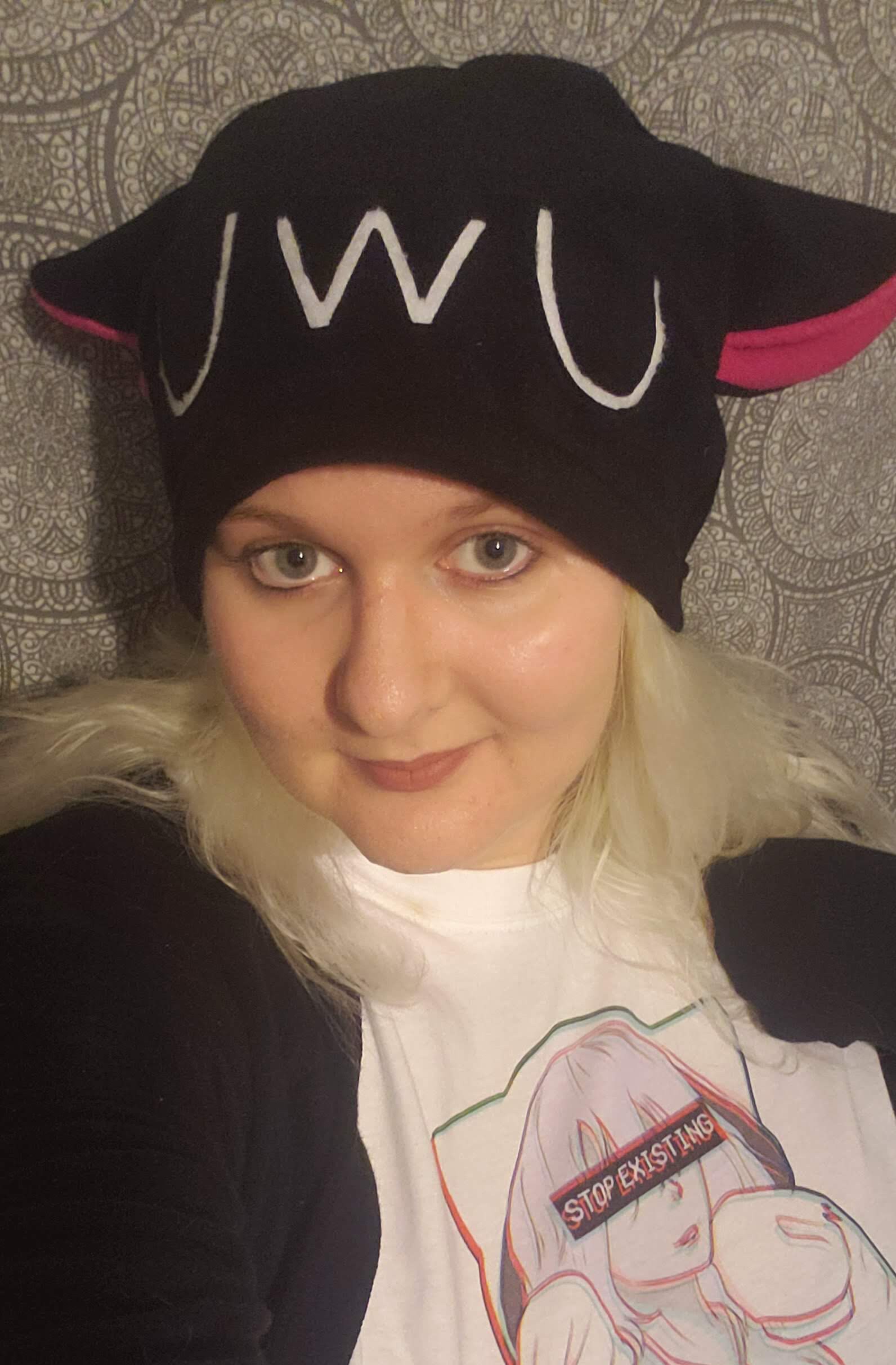 Uwu Pink Owo Cat Hat Kitty Ears Fleece Beanie | Etsy