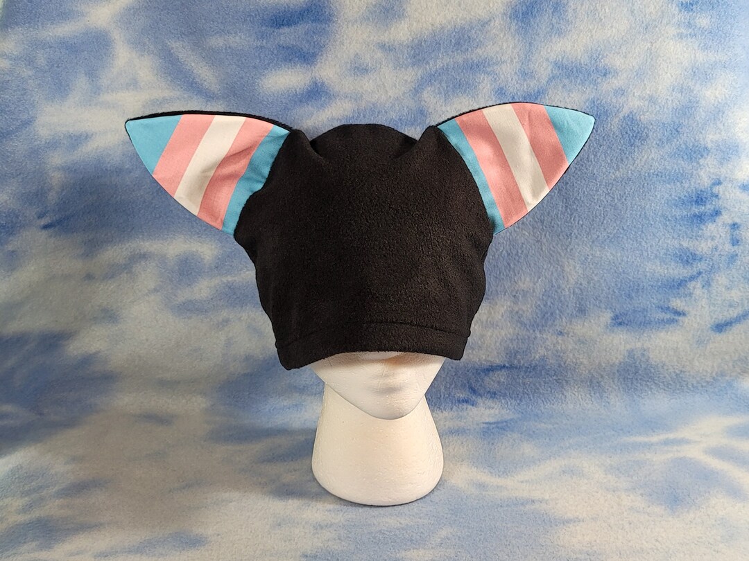 Trans Transgender Pride Kitty Hat Ears Flag Nonbinary LGBTQ Black Cat ...