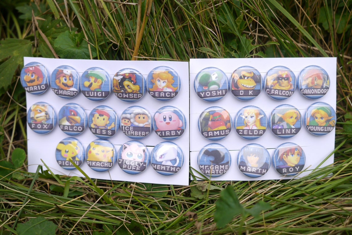 Super Smash Bros Melee Character Select Screen 25 Button Set | Etsy