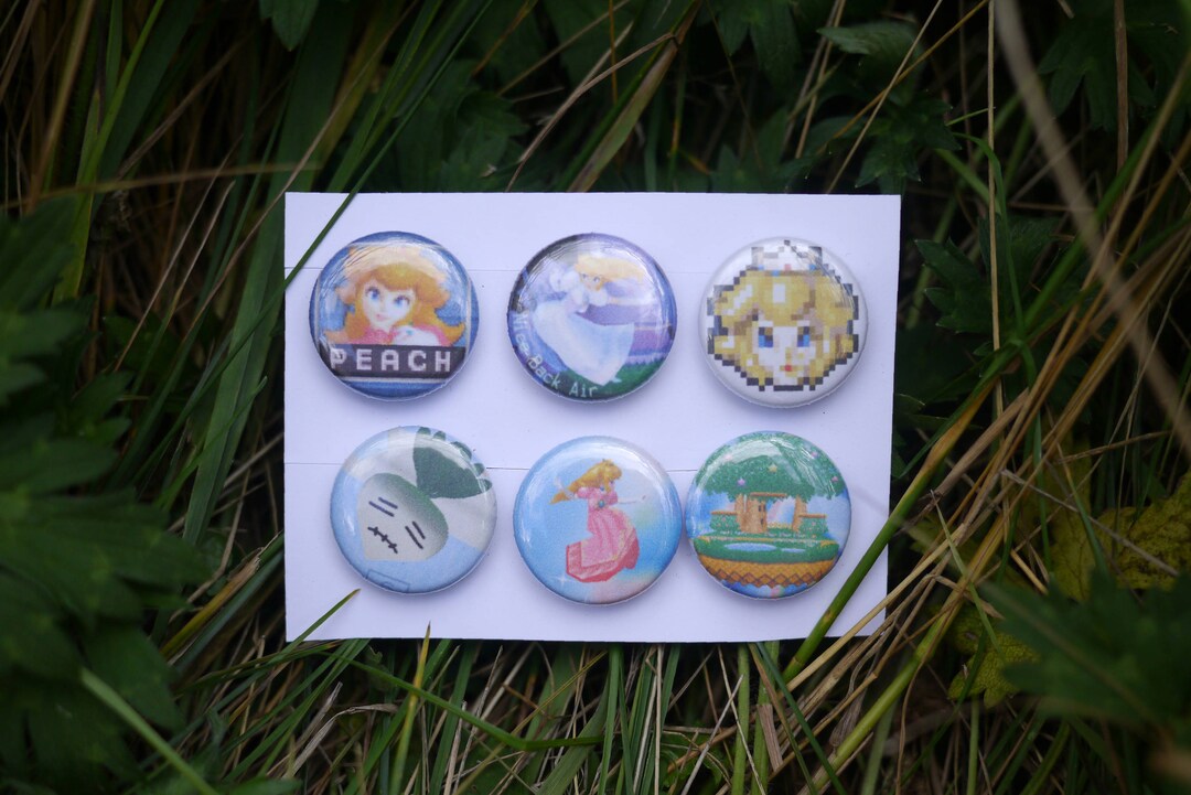 Super Smash Bros Melee Peach Pack - 6 Button Set - 1" Video Game Badges ...