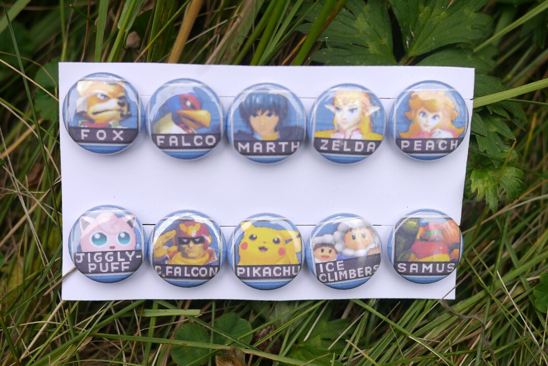 Super Smash Bros Melee Character Buttons: 10-piece Pinback Set - Etsy