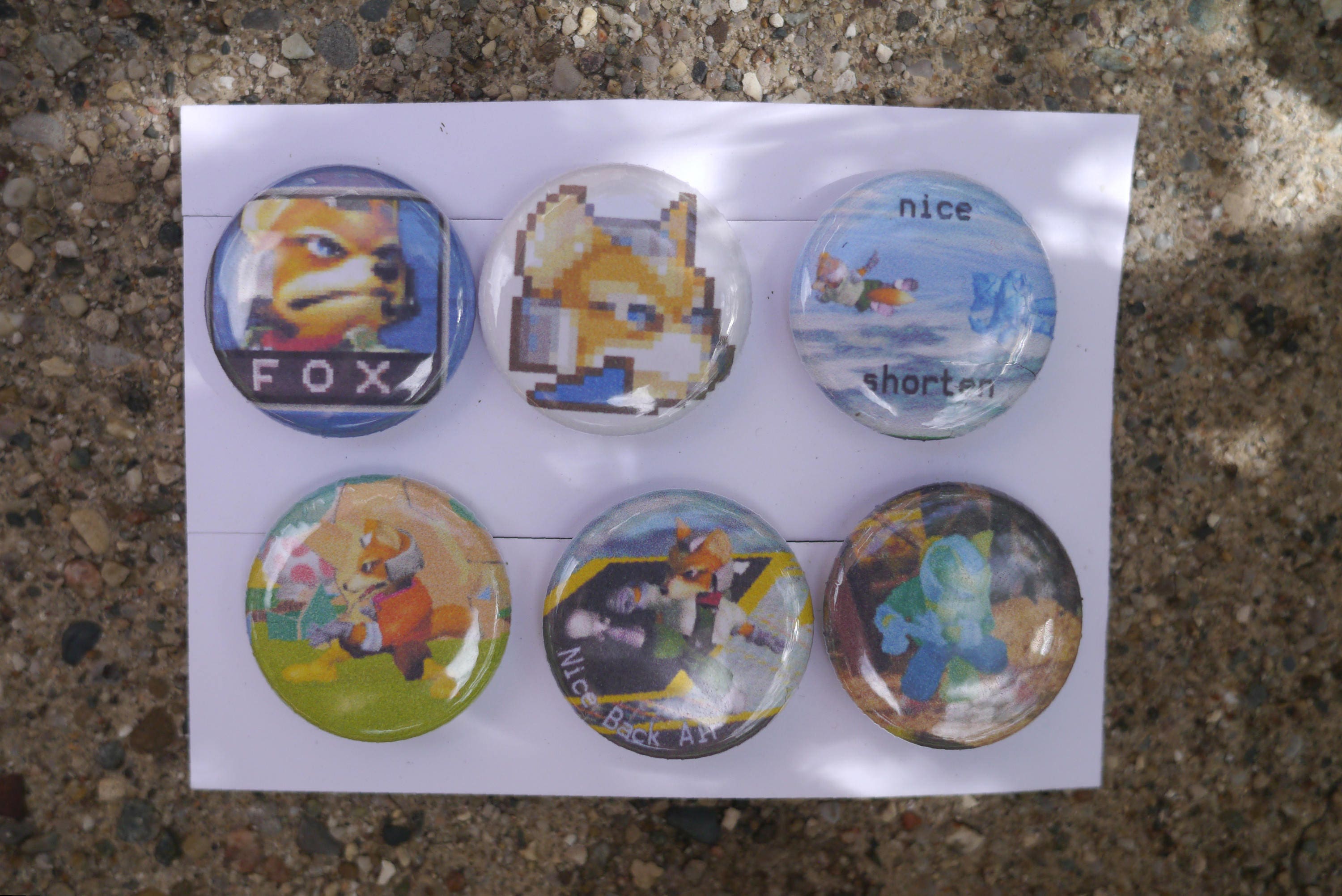 Super Smash Bros Melee Fox Pack 6 Button Set 1 Video Game Badges Pins ...