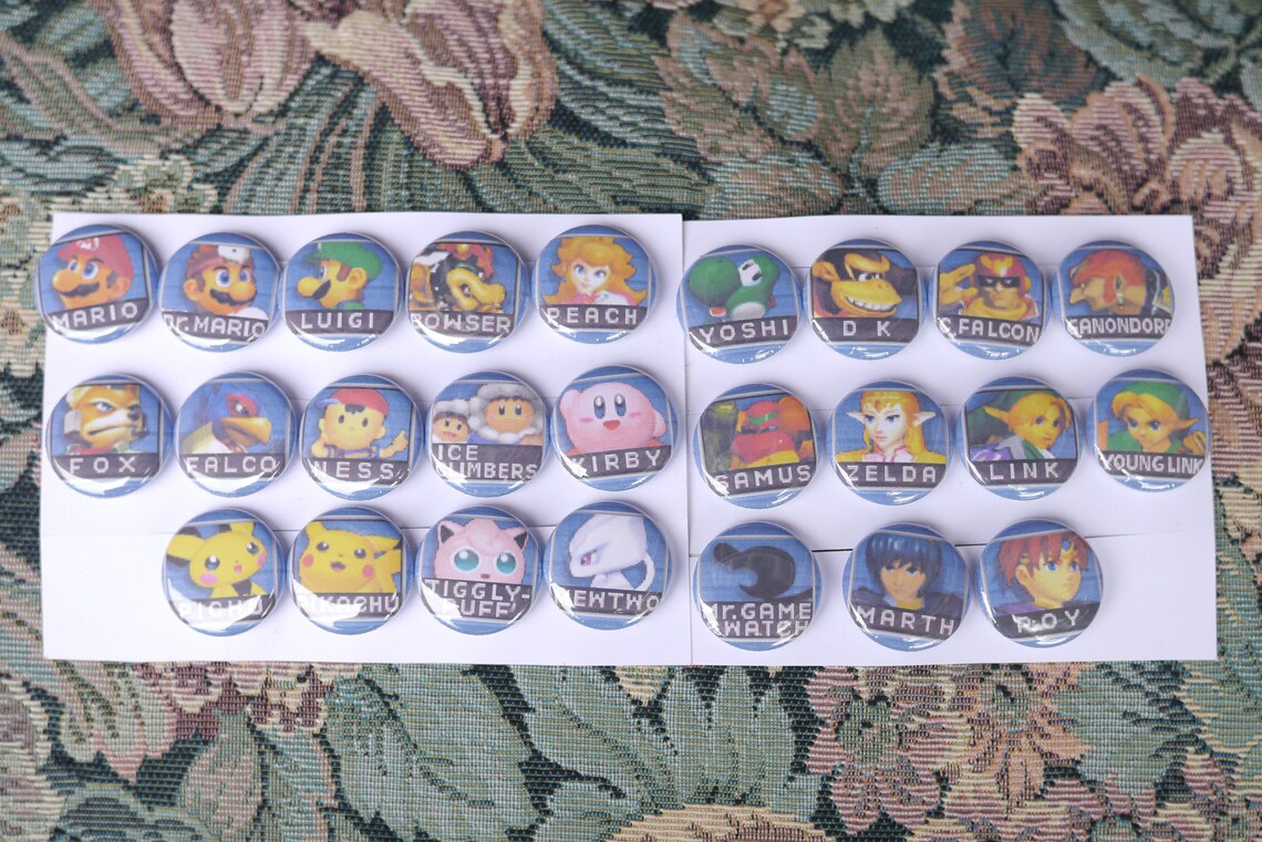 Super Smash Bros Melee Character Select Screen 25 Button Set | Etsy