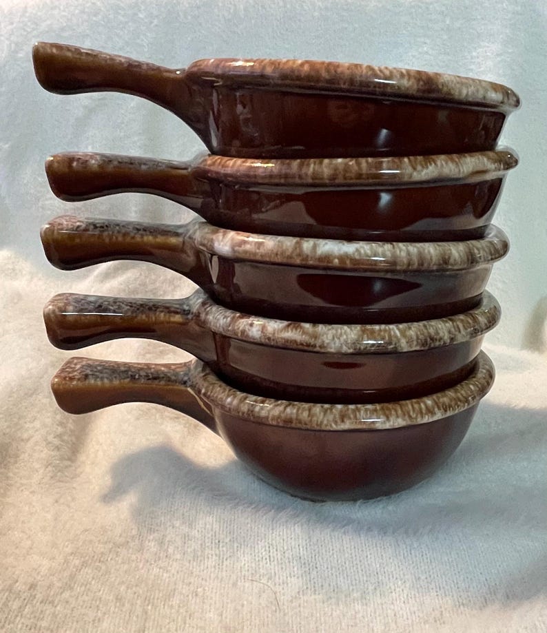 Vintage Hull Pottery, Set of Five Handled Crocks, Soup/chili Bowls - Etsy