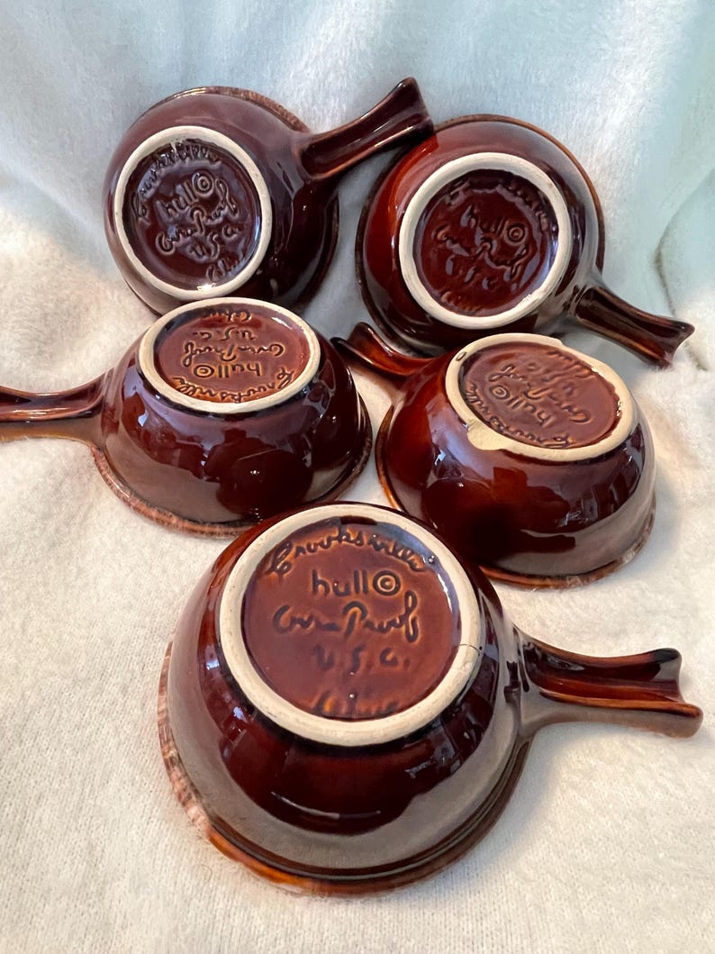 Vintage Hull Pottery, Set of Five Handled Crocks, Soup/chili Bowls - Etsy