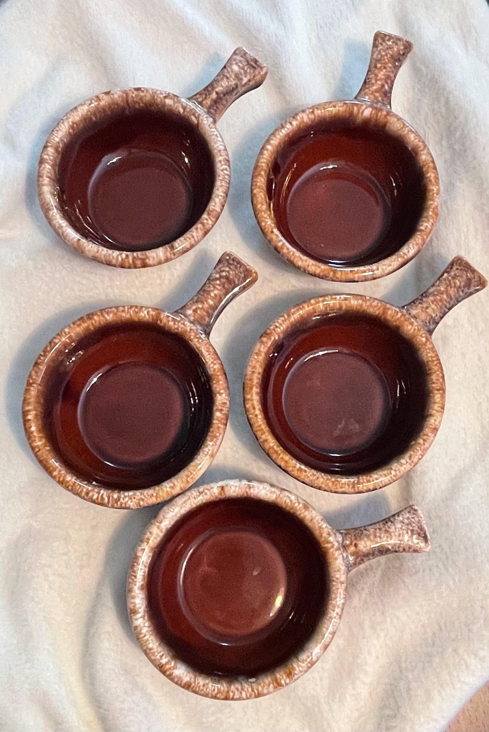 Vintage Hull Pottery, Set of Five Handled Crocks, Soup/chili Bowls - Etsy