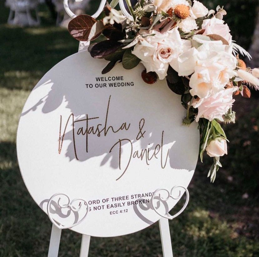 ROUND Wedding Wooden Welcome Sign Circle Wedding Reception | Etsy Australia