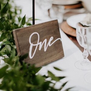 WOODEN Table Numbers Custom Freestanding Wedding Table Number Signs ...