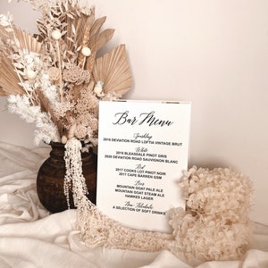 A FRAME BAR Menu Wooden Sign Wedding Engagement Drinks Menu Board the ...