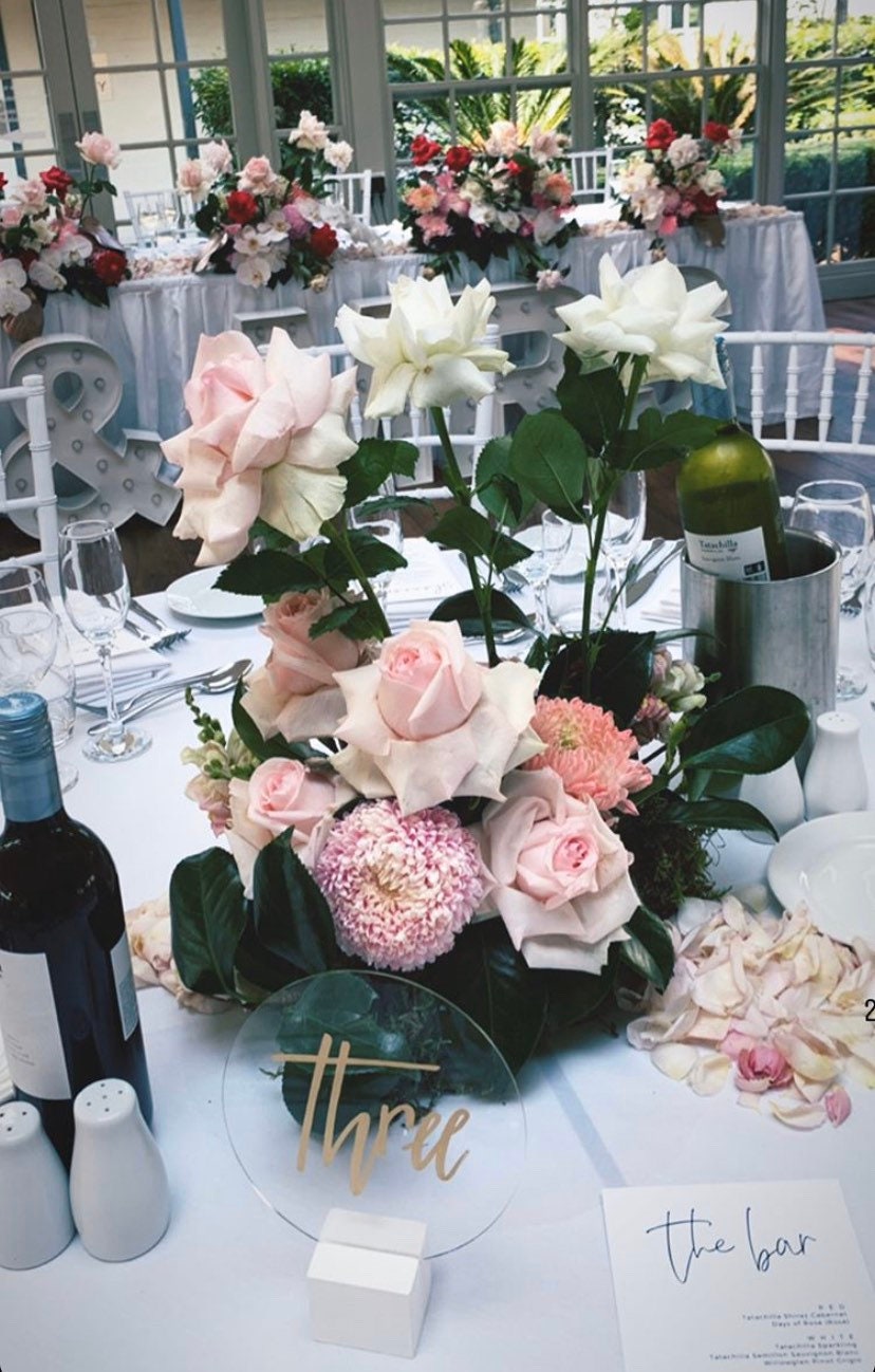 ROUND Acrylic Table Numbers Clear Round Perspex Wedding | Etsy