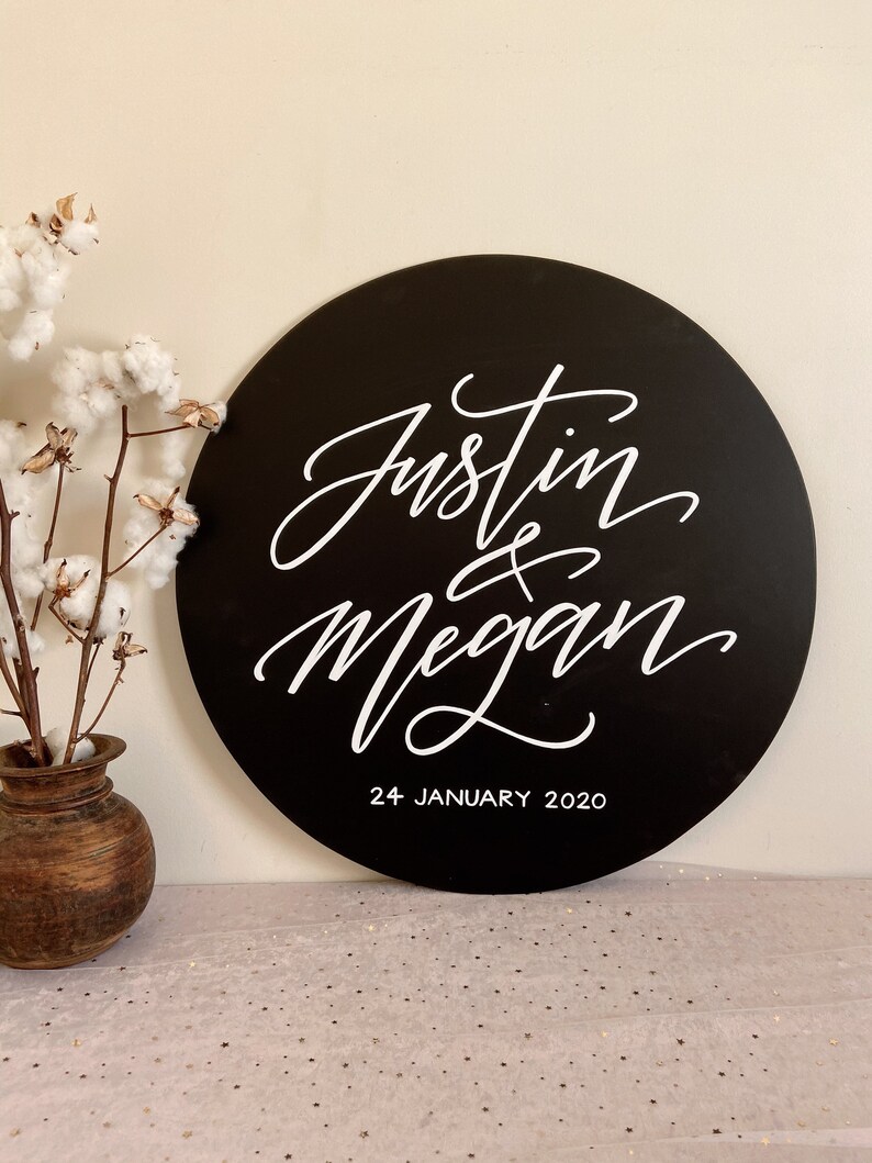 ROUND Wedding Wooden Welcome Sign Circle Wedding Reception | Etsy