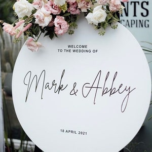 ROUND Wedding Wooden Welcome Sign Circle Wedding Reception Sign ...