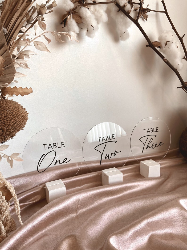 ROUND Acrylic Table Numbers Clear Black White Frosted Round | Etsy