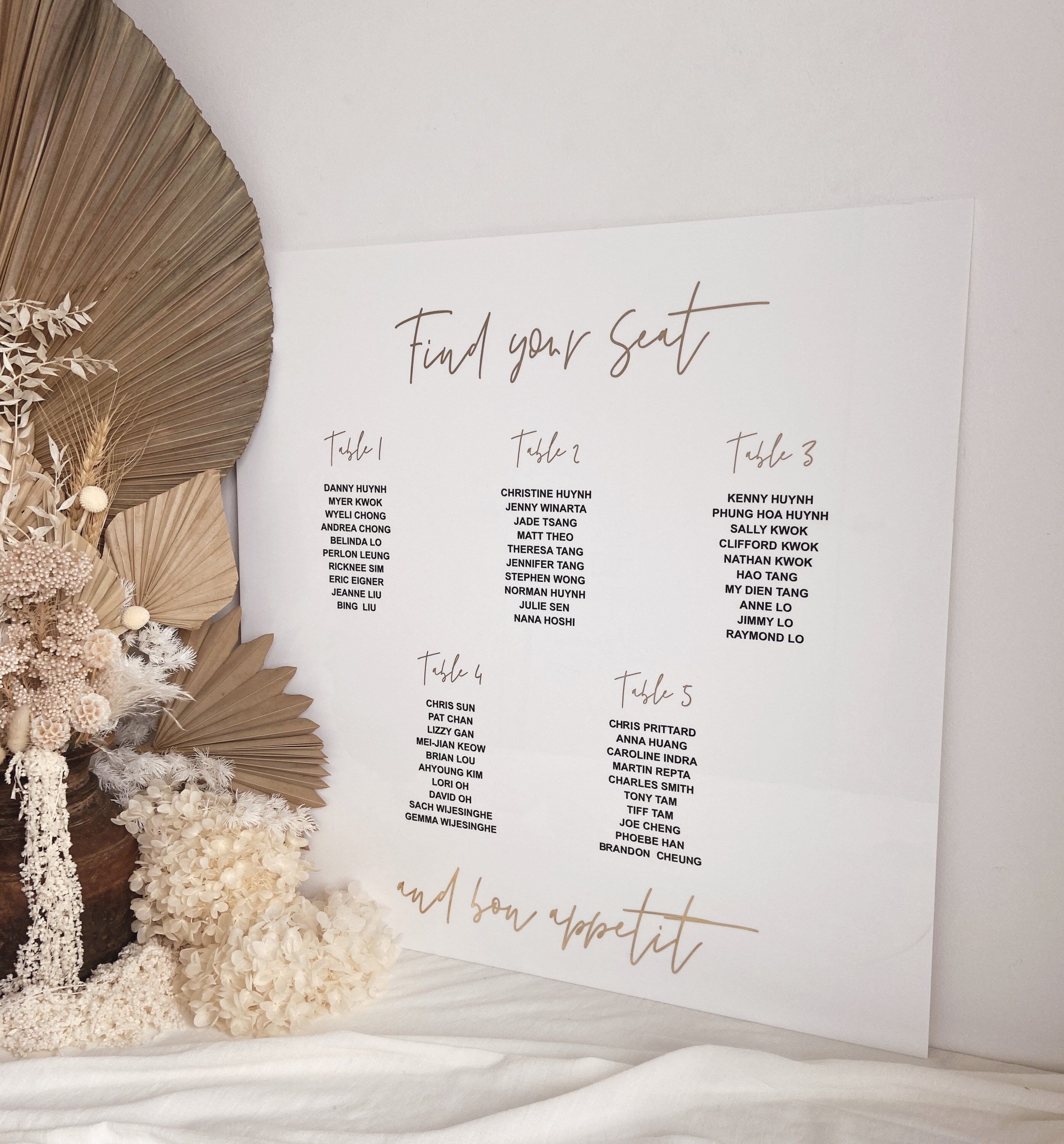 WHITE Acrylic Seating Chart Gold Perspex Guest Wedding | Etsy