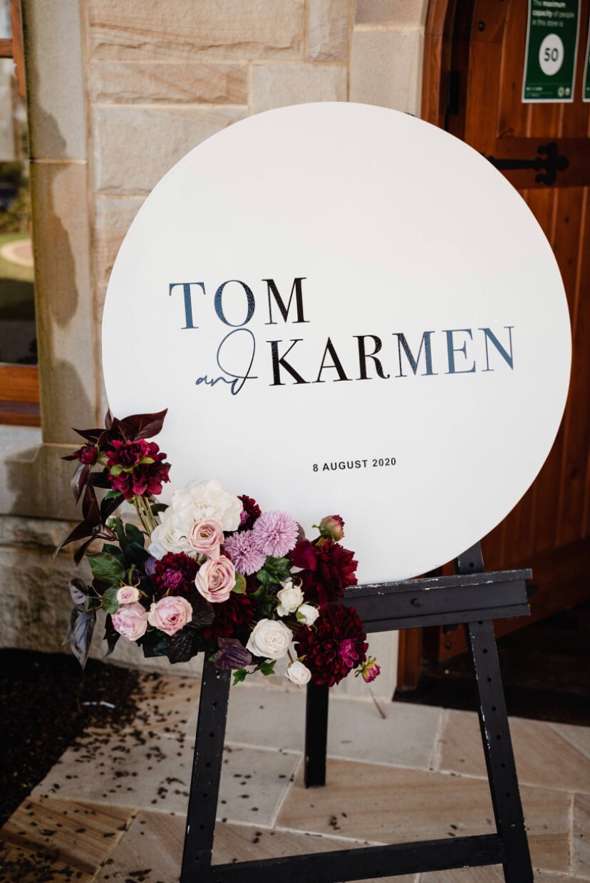 ROUND Wedding Wooden Welcome Sign Circle Wedding Reception - Etsy Australia