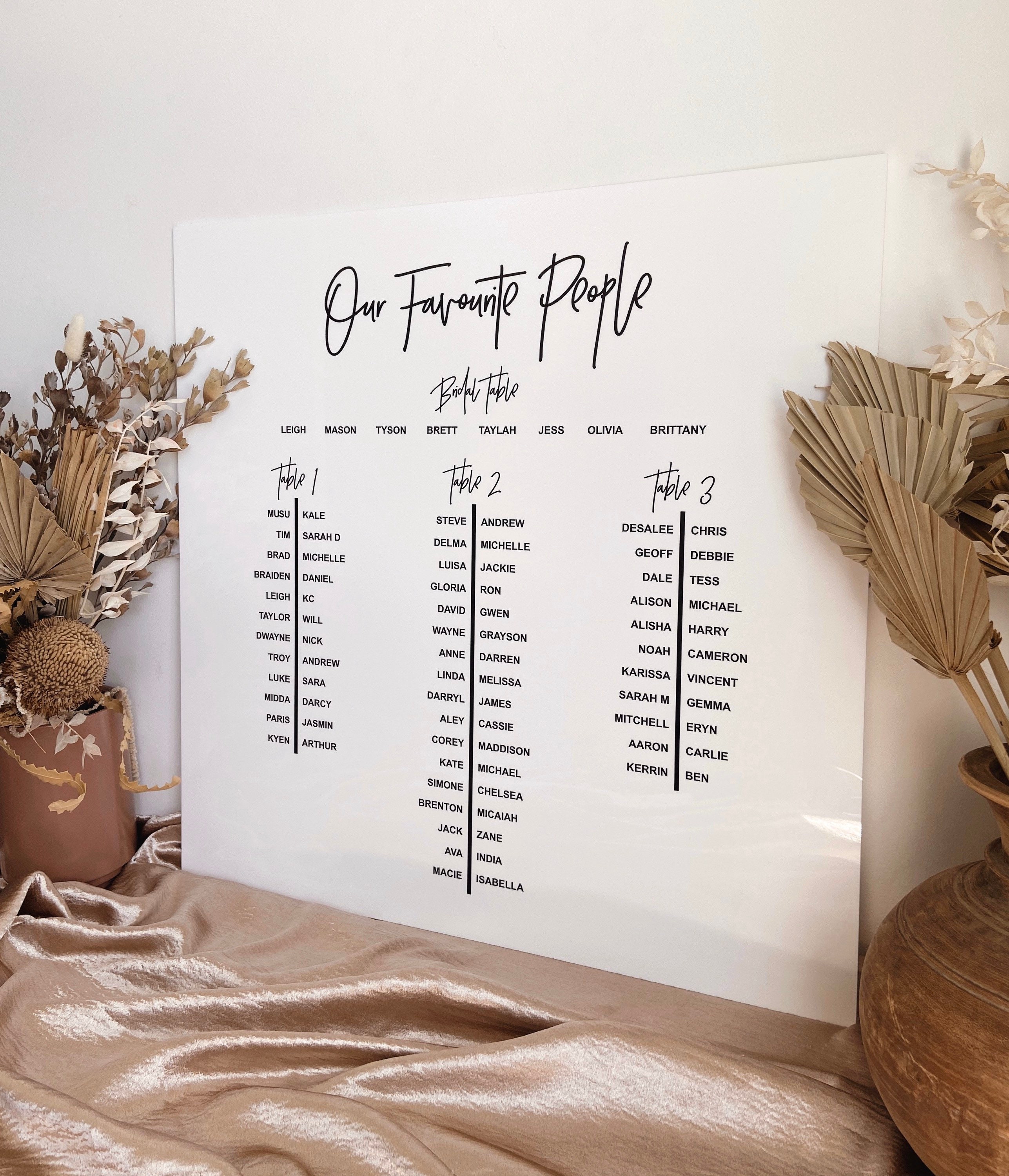 ACRYLIC Seating Chart Perspex Guest Wedding Seating Plan - Etsy Australia