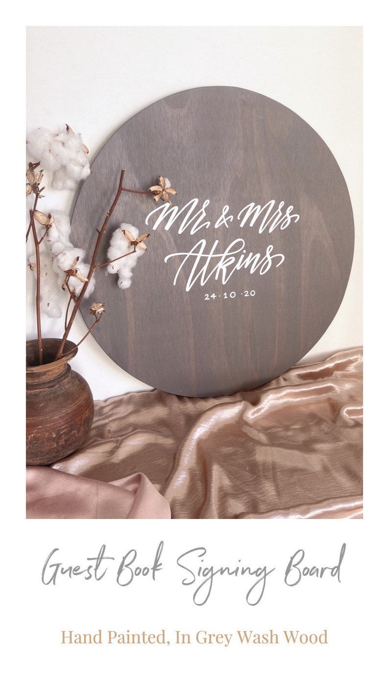 ROUND Circle Guest Book Sign Wooden Guest Signing Board - Etsy