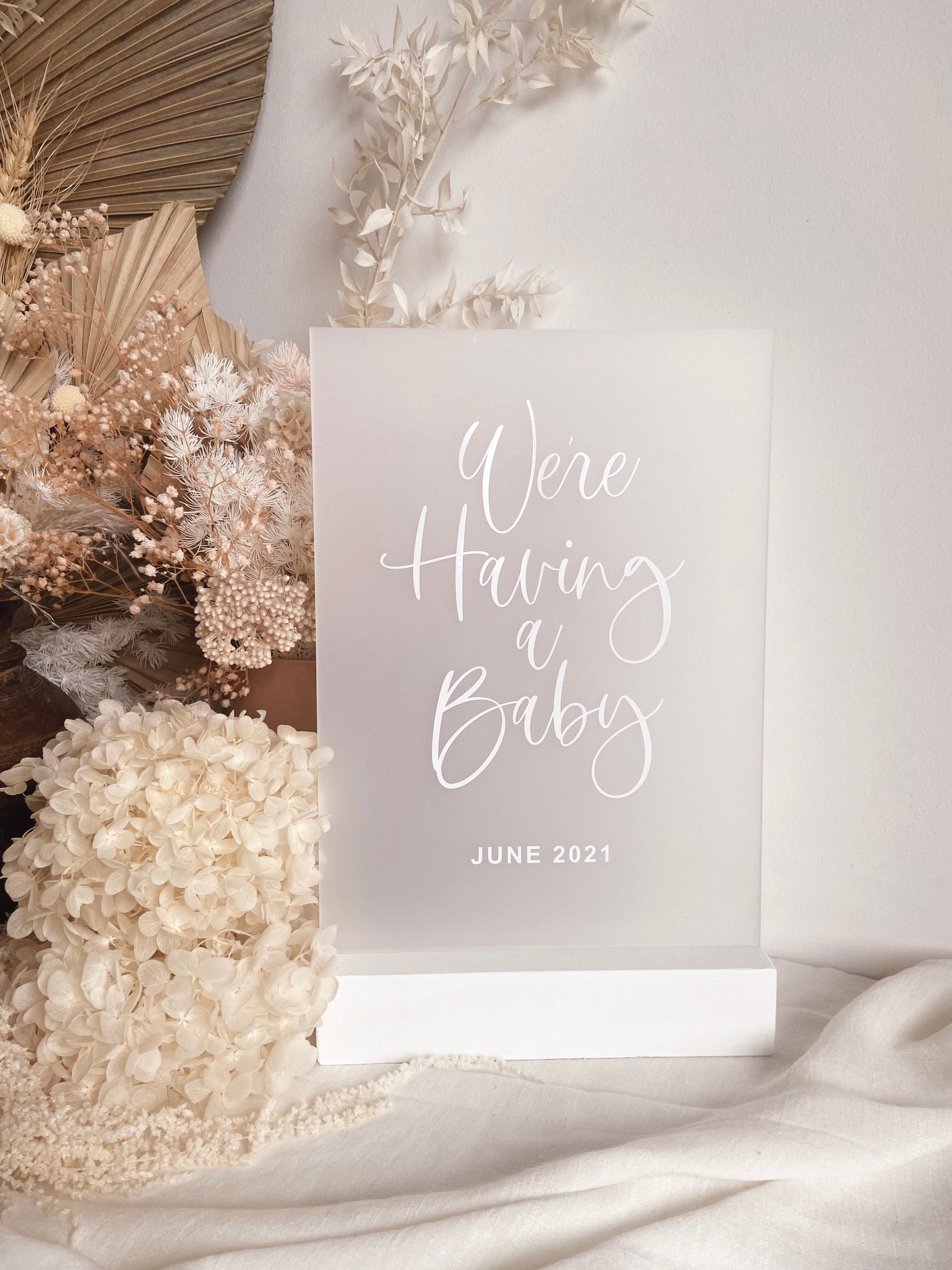 BABY Pregnancy Announcement Acrylic Sign Plaque Frosted - Etsy Australia