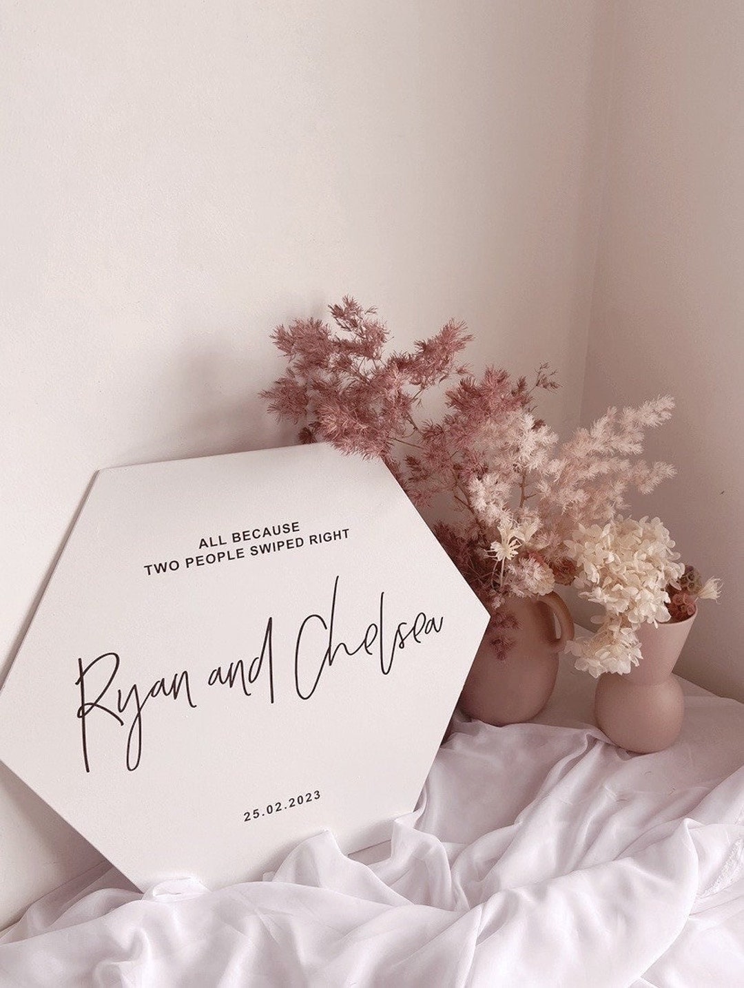 HEXAGON Wedding Engagement Welcome Event Sign Geometric Modern Signage ...