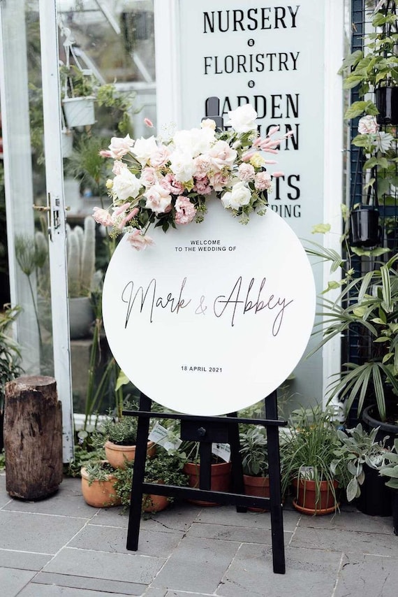 ROUND Wedding Wooden Welcome Sign Circle Wedding Reception - Etsy Australia
