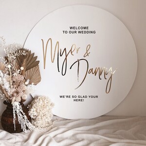 ROUND Wedding Wooden Welcome Sign Circle Wedding Reception Sign ...