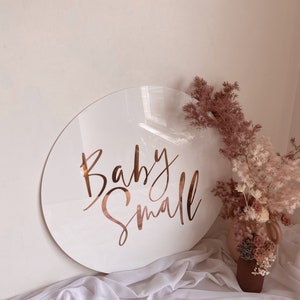 ROUND Acrylic Baby Shower Sign Frosted White Black Clear Perspex Gender ...