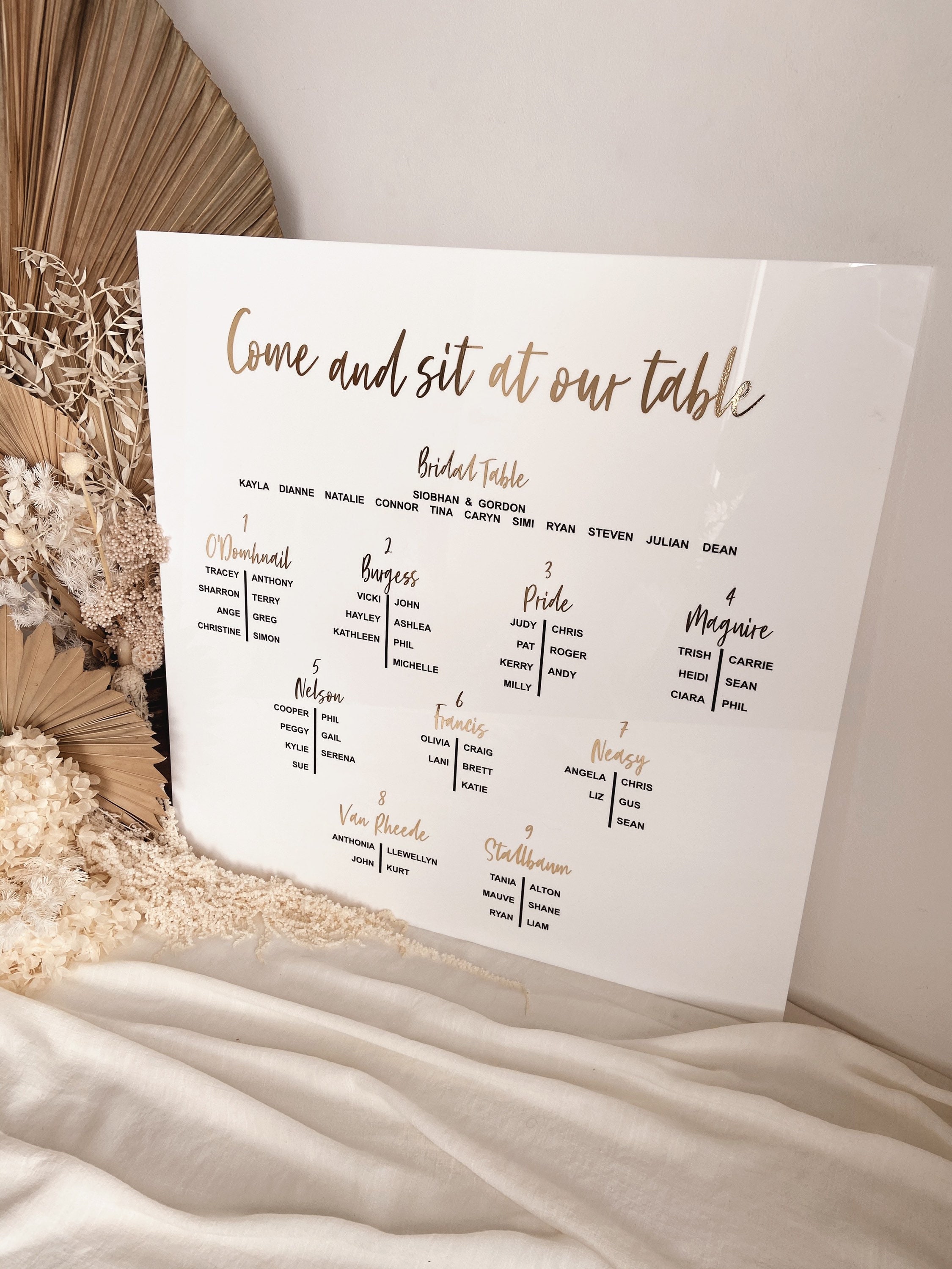 ACRYLIC Seating Chart Perspex Guest Wedding Seating Plan - Etsy Australia