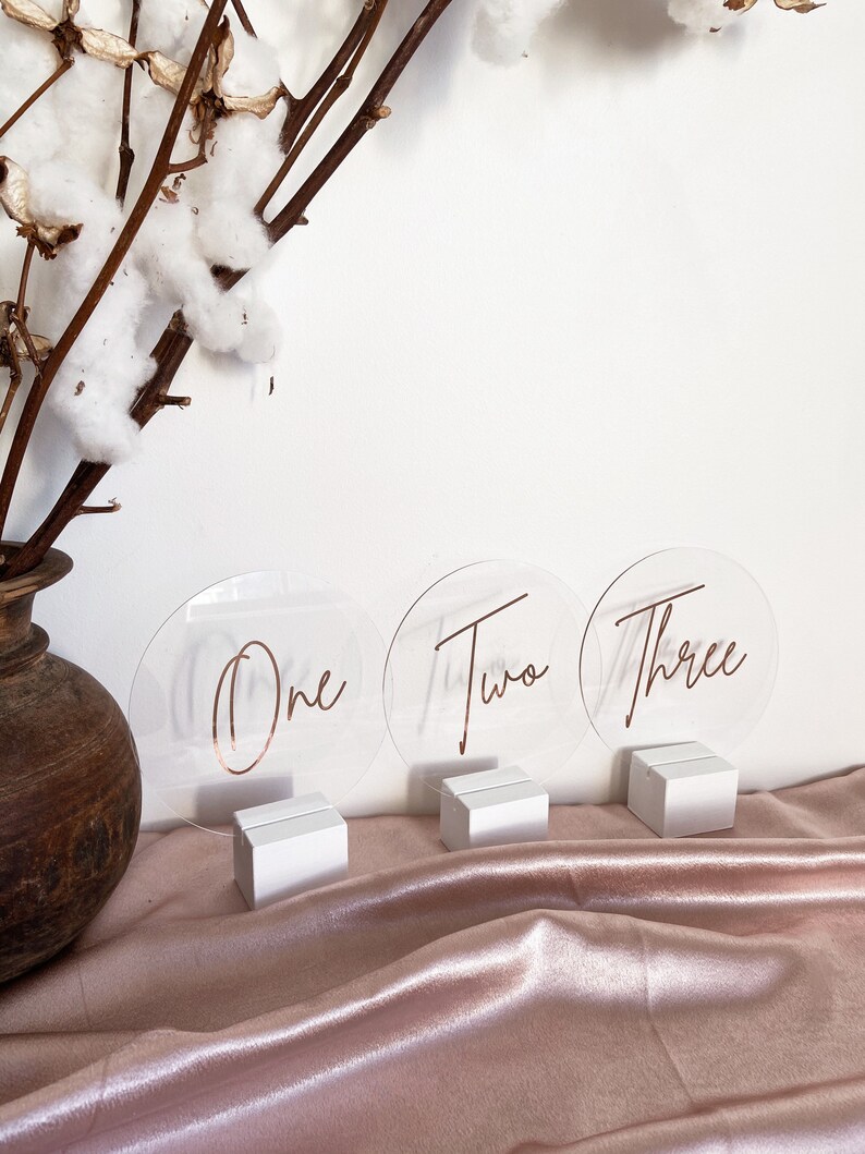ROUND Acrylic Table Numbers Clear Round Perspex Wedding | Etsy