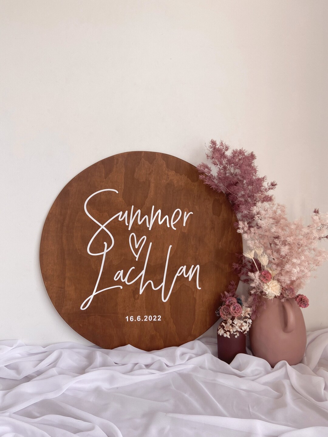 ROUND Wedding Wooden Welcome Sign Circle Wedding Reception Sign With ...