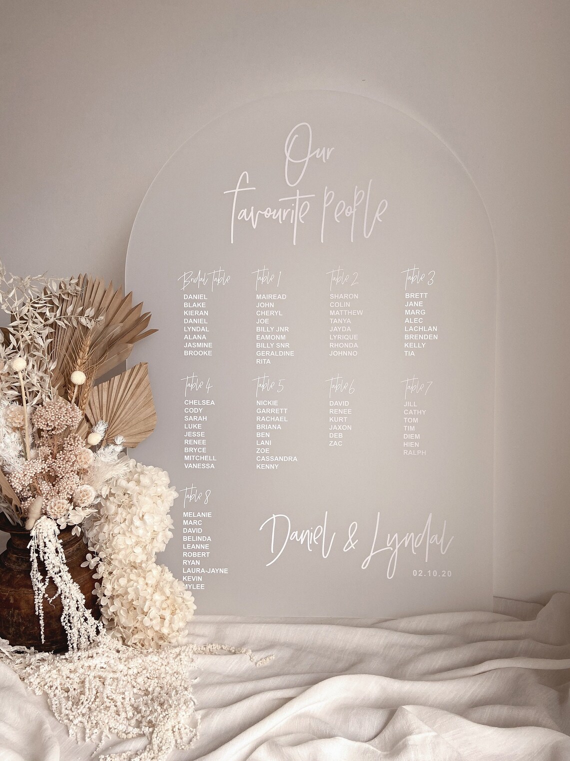 ARCH Acrylic Wedding Seating Chart Arched Clear Frosted - Etsy