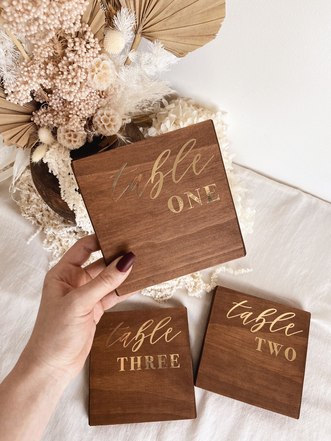 WOODEN Table Numbers Custom Freestanding Wedding Table Number Signs ...