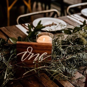 WOODEN Table Numbers Custom Freestanding Wedding Table Number Signs ...